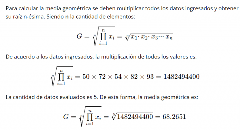 Ejemplos de la Media Geométrica - Ejercicios Resueltos paso a paso